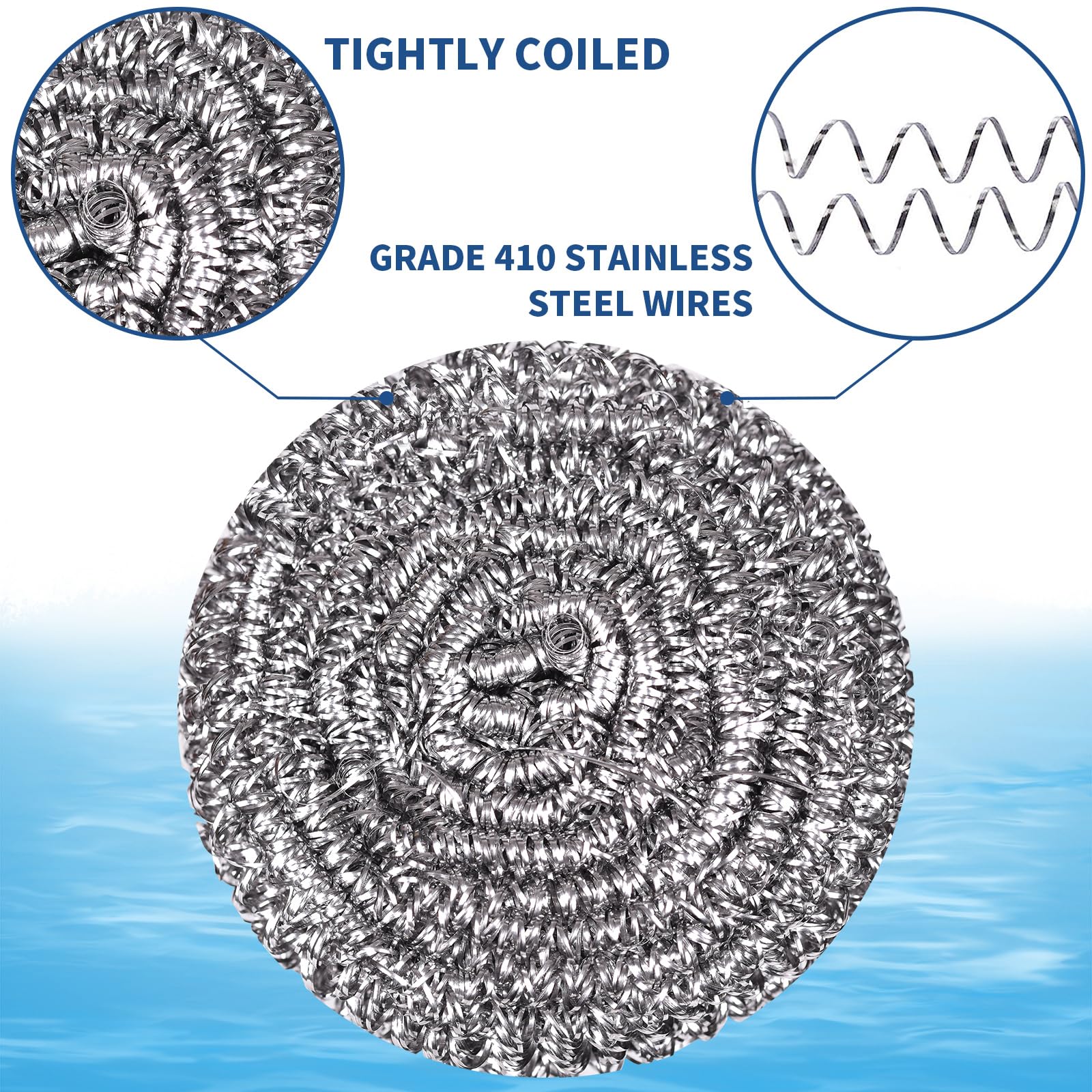 GUEICN Stainless Steel Scrubber Scrubbing Scouring Pad Magic Eraser Sponges Clean Pot Pan and Broiler Rack Steel Wool for Kitchen Bathroom (10Pcs Metal Scrubber)