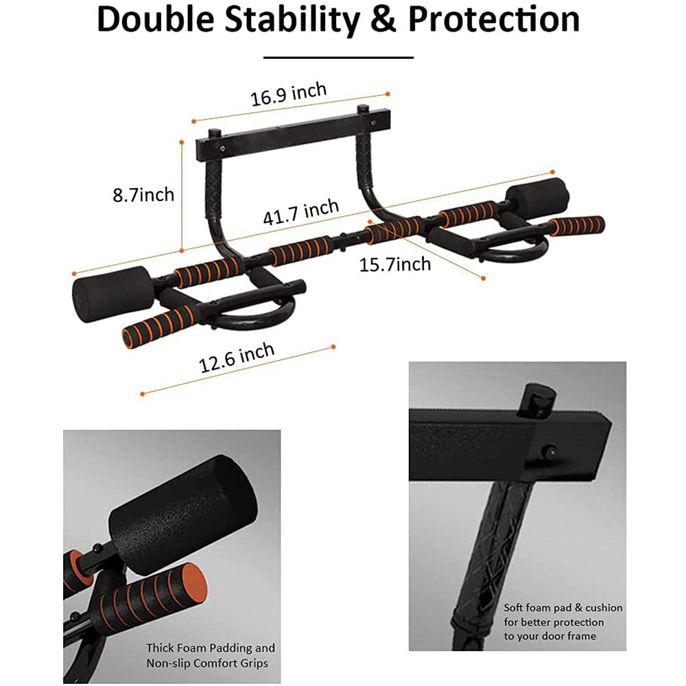 KDFJ Pull up Bar for Doorway, Pullup Chin up Bar Home, Multifunctional Dip bar Fitness, Door Exercise Equipment Body Gym System Trainer-Black