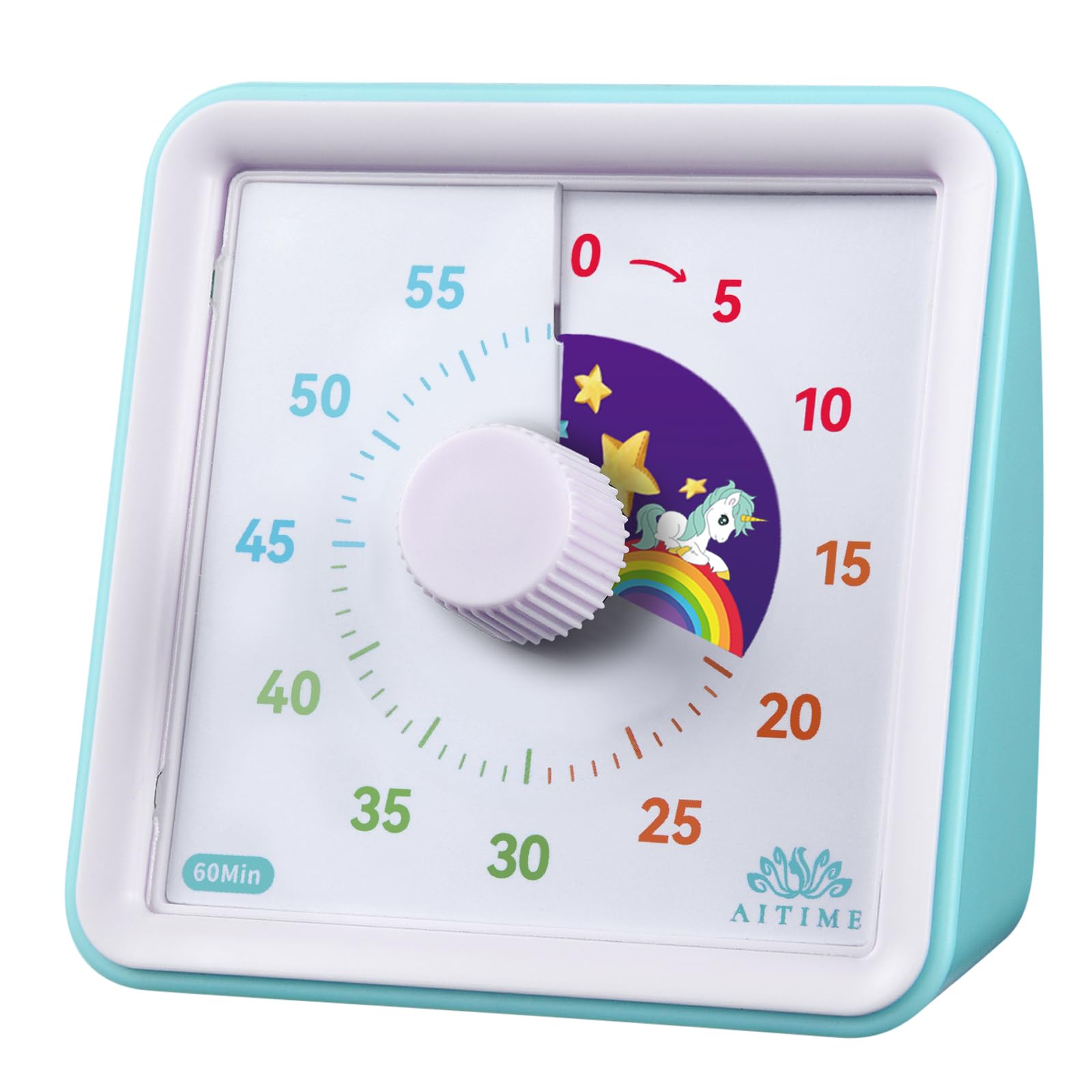 MUQING Visual Timer for Kids, 60 Minute Toddler ADHD Timer, Visual Countdown Timer for Autism, Suitable for Studying, Office, Kitchen Cooking, Unicorn and Rainbow