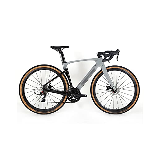 LIANAIzxc Bikes Carbon Fiber Gravel Road Bike 24 Speed Line Pulling Hydraulic Disc Brake Fully Hidden Cable Carbon Frame Cool Design (Color : Gray)