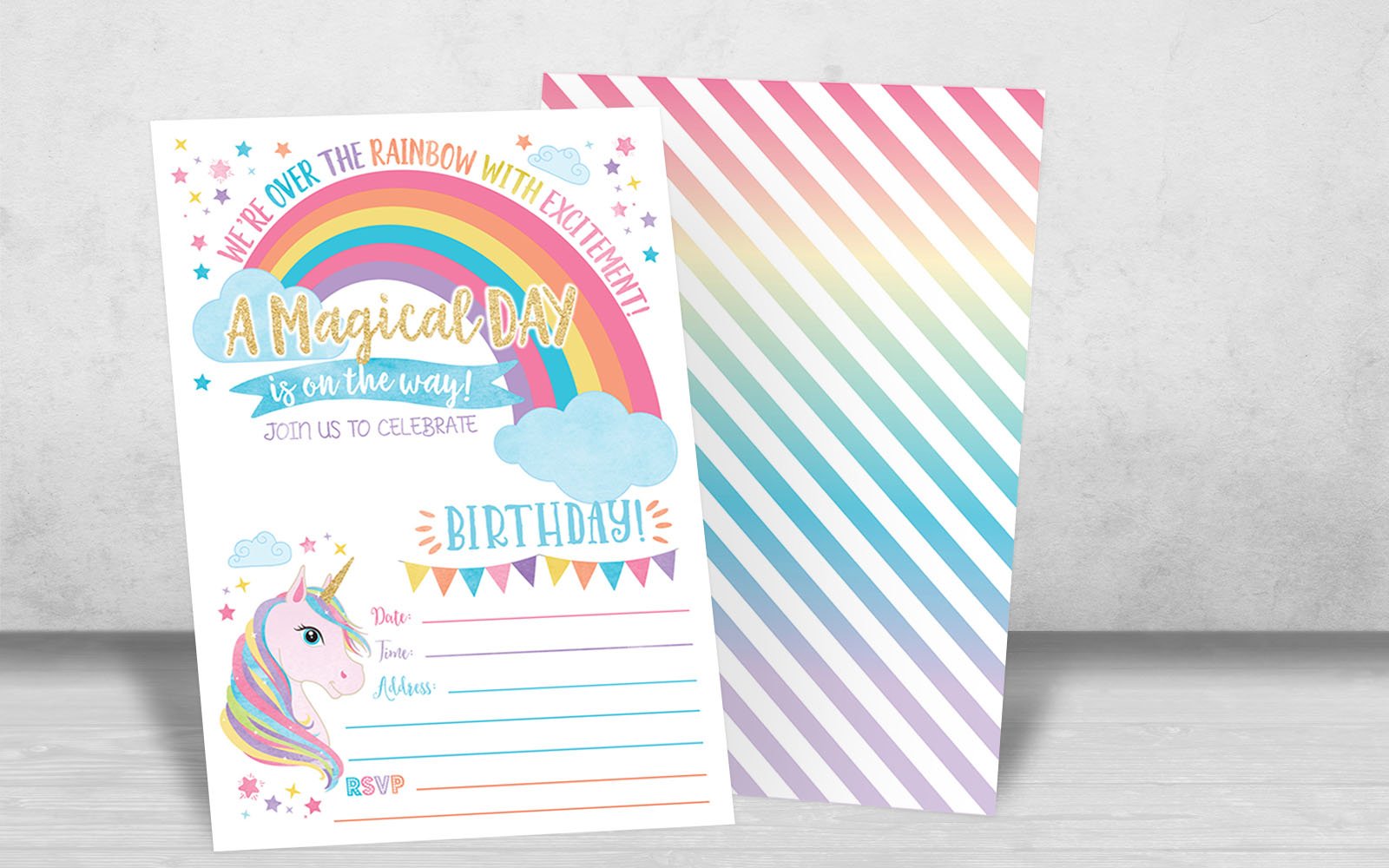 Your Main Event Prints Unicorn Birthday Invitation - Unicorn Party Invite - 20 Fill-In Style - Envelopes Not Included