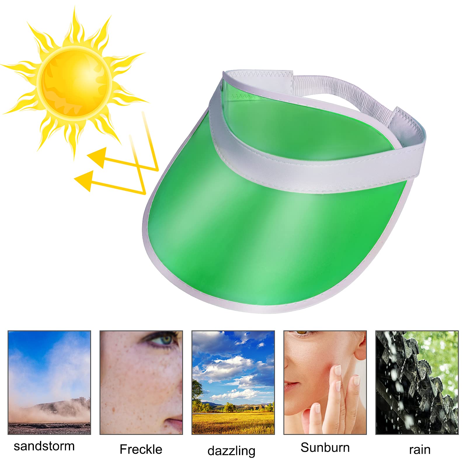 Jmkcoz 6 Pack Sun Visor Hats UV Protection Caps Plastic Clear Sunhat for Women Men Beach Tennis Golf Outdoor Sports Activity