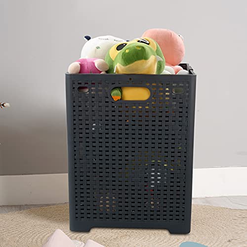 Tstorage 45L Plastic Collapsible Storage Laundry Baskets, Foldable Laundry Hampers, 2 Packs