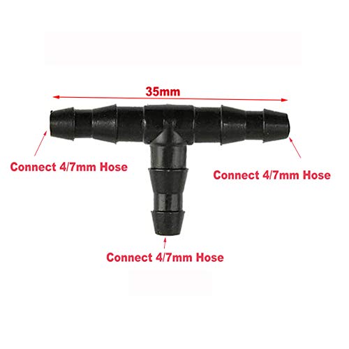 guangfan 300 Pack Barbed Connectors Drip Irrigation, Universal Barbed Tee Fittings, Fits 1/4" Drip Tubing