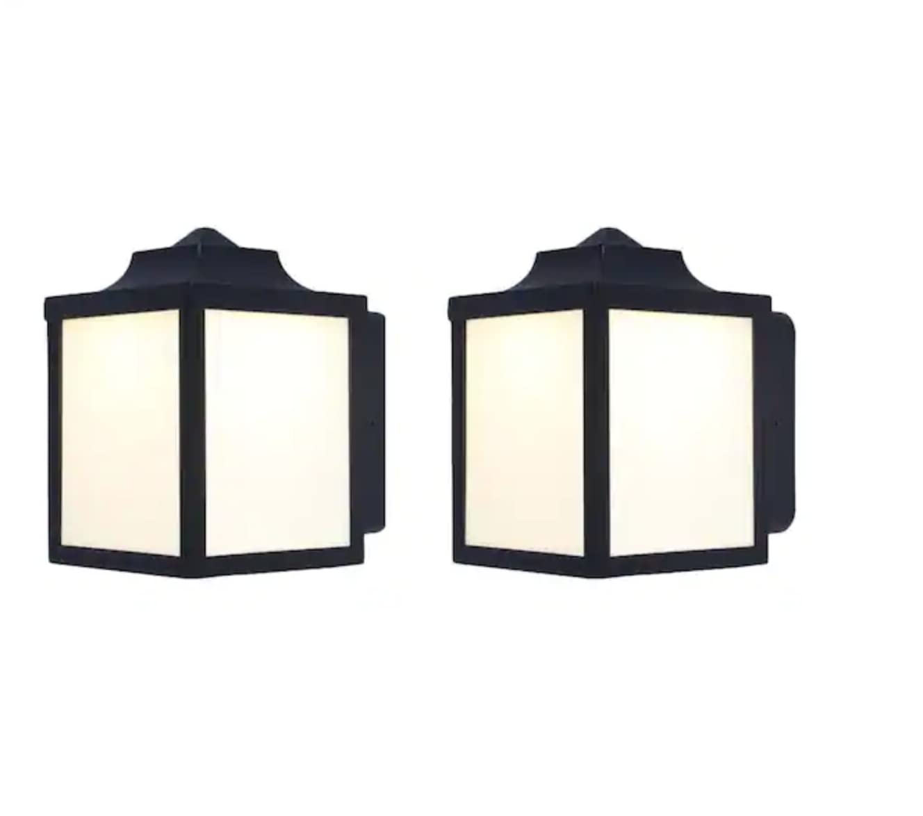 Glacier Bay Black Outdoor Integrated LED Wall Lantern Sconce (2-Pack)