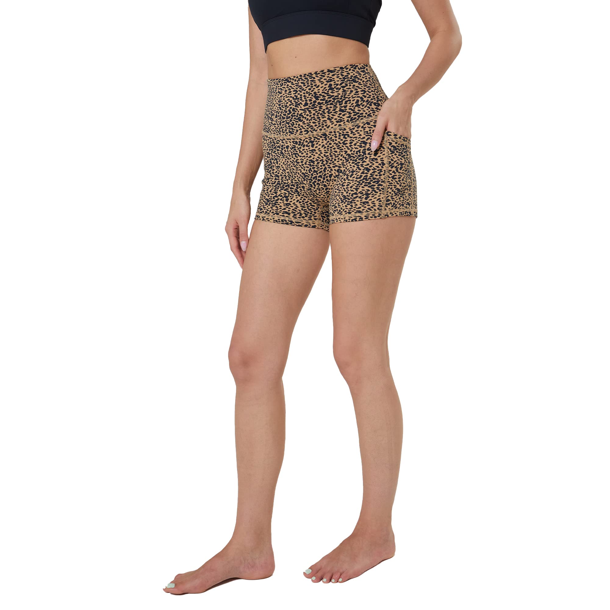 JNVNI Women's 8" / 3" High Waist Yoga Shorts with Pockets Workout Running Compression Athletic Tummy Control Short