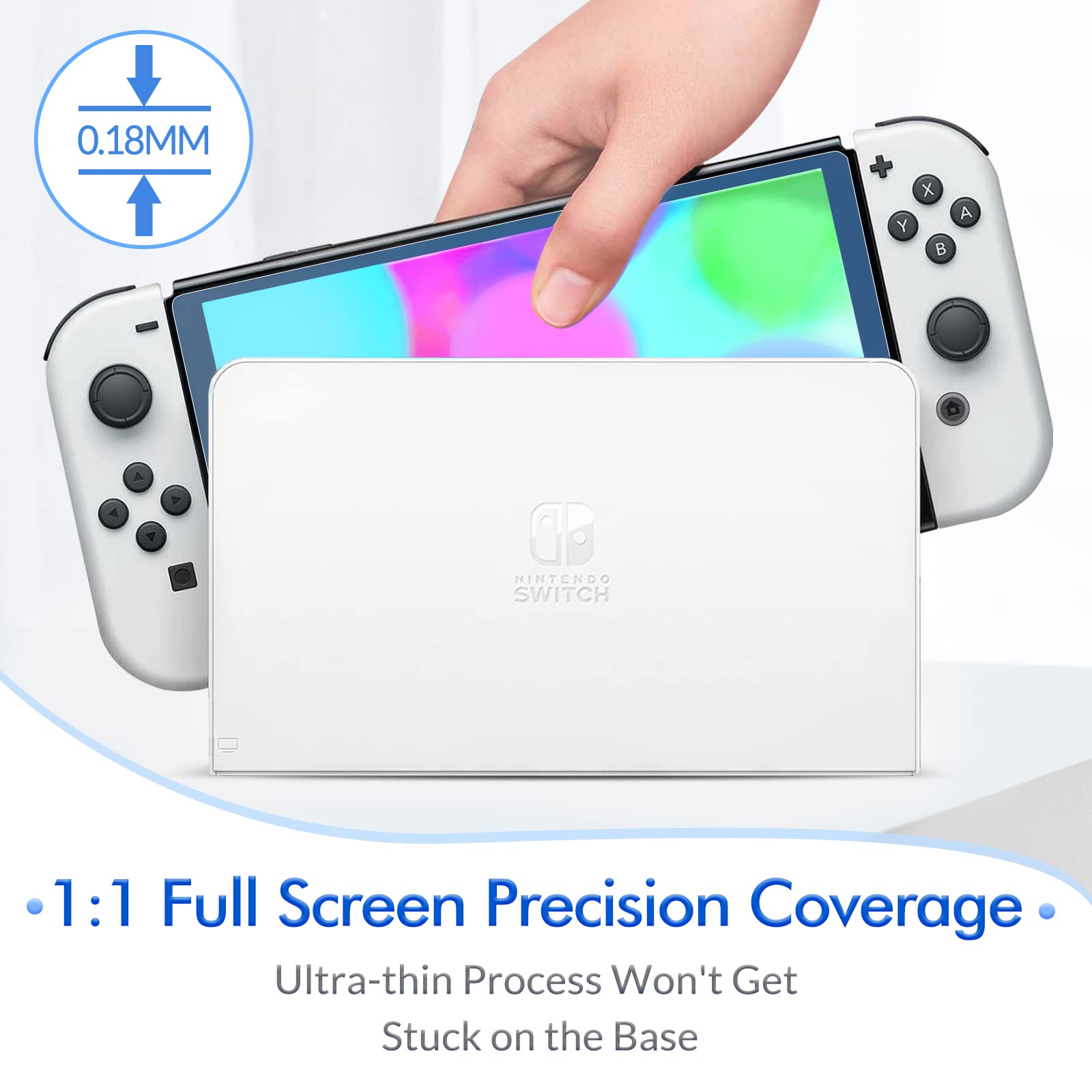 Hiins Screen Protector Compatible with Nintendo OLED Switch Screen Protector 2021, Anti blue Light Switch Screen Protector Anti Glare, Protect Eyesight and Relieve Eye Fatigue, 2 Pack