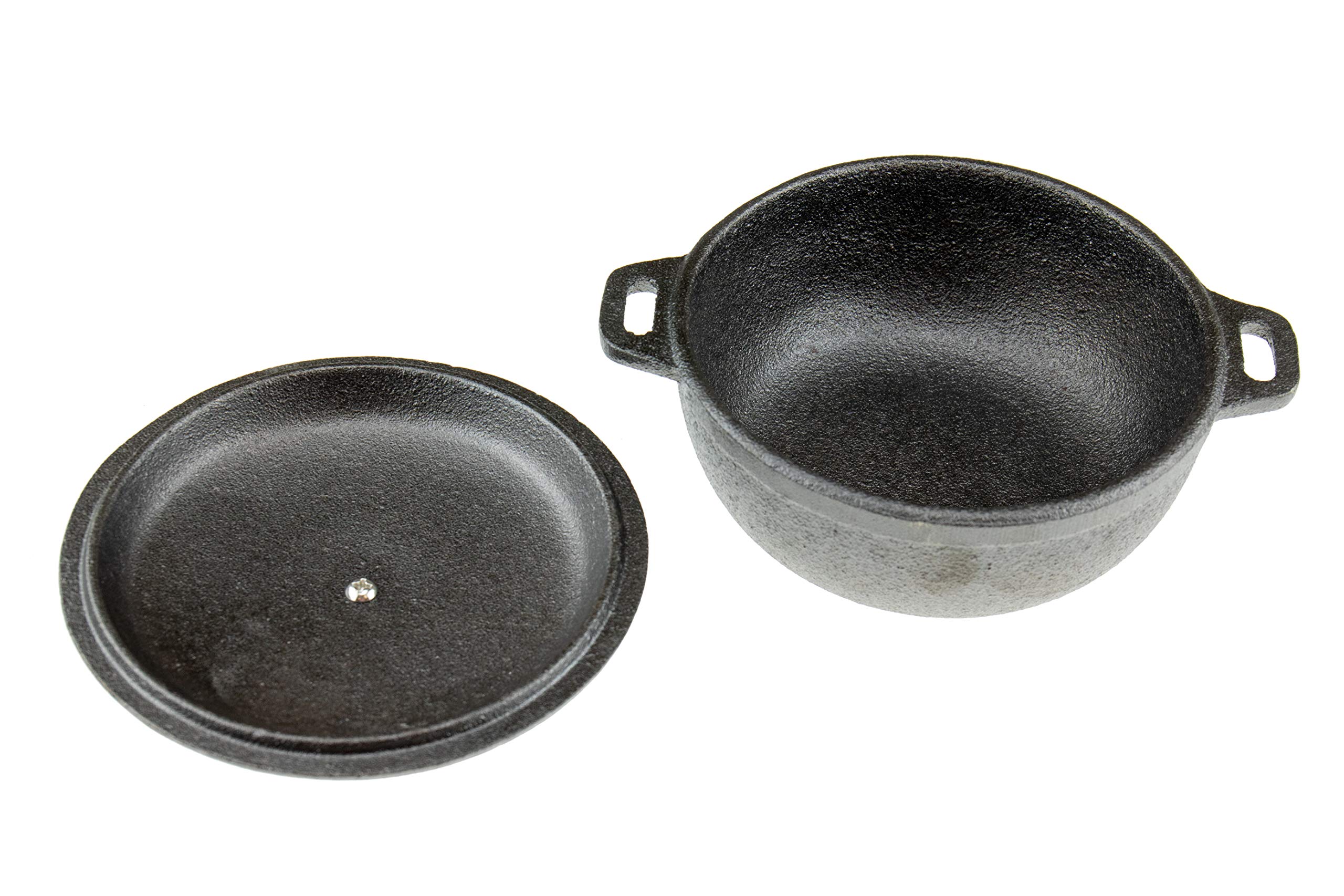 Heavy Duty Pre Seasoned Mini Cast Iron Dutch Oven Set of 3, Oven Safe Cooker, Black