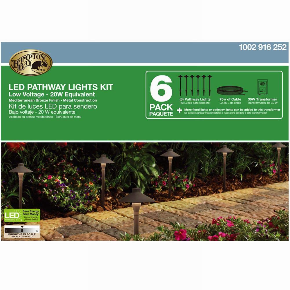 Hampton Bay 1.8-Watt Mediterranean Bronze-Metal Outdoor Integrated LED 3000K Landscape Path Light (6