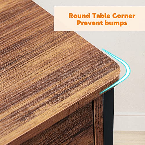 SunnyFurn Nightstand Set of 2,End Table with Charging Station,Side Table with Drawers and Storage,Beside Table for Living Room and Bedroom,Easy Assembly,Brown (Brown)