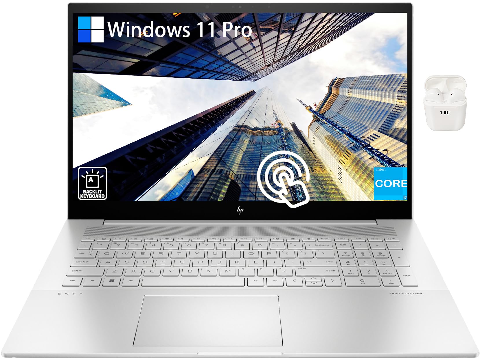 HP Envy Business Laptop, 17.3 Inch FHD Touchscreen, Intel Core i7-1260P, 32GB RAM, 1TB SSD, Windows 11 Pro, Backlit Keyboard, Thunderbolt 4, HDMI, Numeric Keypad Long Battery Life, Earbuds