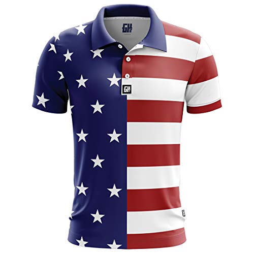 Greater Half USA Flag Golf Polo (S-XXXXL)