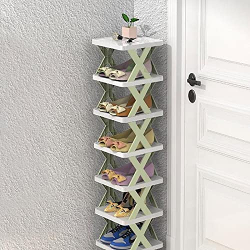 Joyivike 9 Tier Folding Shoe Rack, Green, Plastic, Compact, Space Saving, Adjustable, Stackable, Foldable, Easy to Install, Can Store Shoes, Books, Magazines, Toys