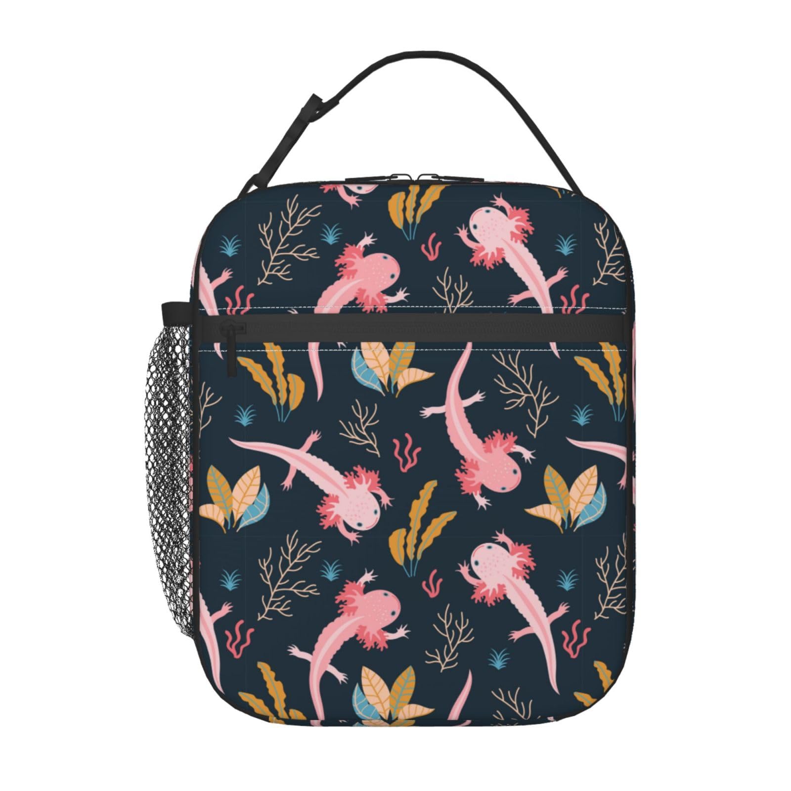Greatreme Axolotls Lunch Bag For Men Women, Reusable Insulated Lunch Bag Portable Lunch Tote