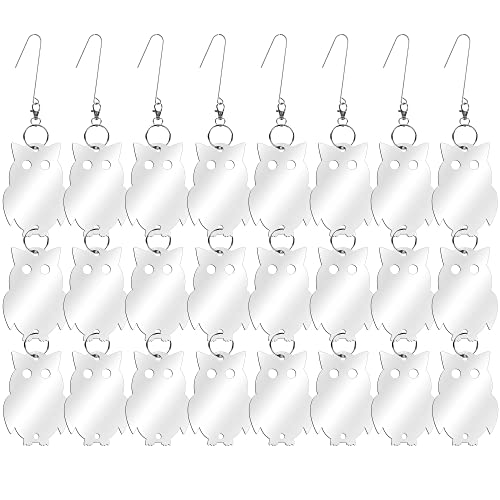 XPCARE 24PCS Bird Scare Devices - Owl Shape Bird Reflective Discs - Highly Reflective Double-Sided Bird Reflectors - to Keep Woodpecker Pigeon Owls Birds Away
