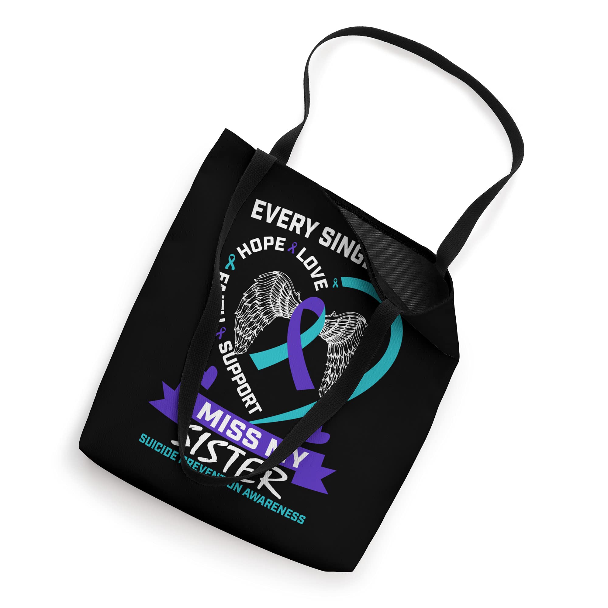 Heart Teal Purple Miss Sister Suicide Awareness Prevention Tote Bag