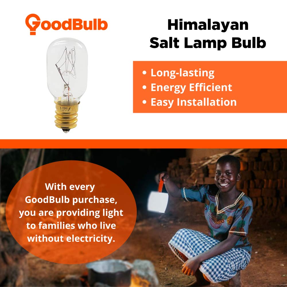GoodBulb Himalayan Dimmable Salt Lamp Light Bulbs 25 Watt - Candelabra Bulb Adapter - Warm White Light - E12 Light Bulb - 2500 Hour Life (Pack of 8)