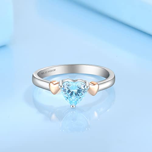 JO WISDOM Women Ring,925 Sterling Silver Heart Engagement Wedding Anniversary Promise Ring with 6mm 5A Cubic Zirconia ring size5