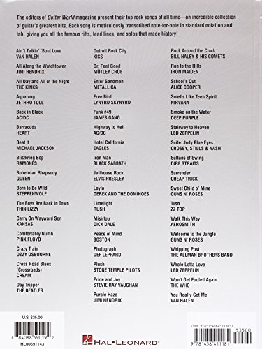 Guitar World's 50 Greatest Rock Songs of All Time (Guitar Recorded Versions)