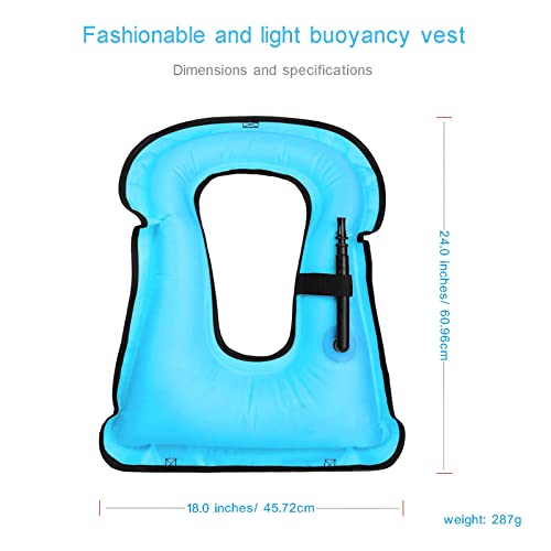 Inflatable Snorkel Vest for Adults, Adjustable Light Snorkeling Jackets Safety Vests for Diving, Snorkeling, Swimming, Surfing (Up to 200 lbs Loading)