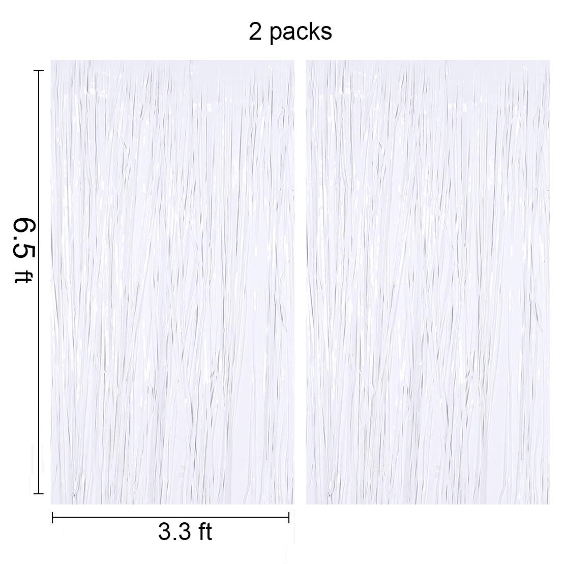 White Fringe Backdrop Curtain for White Party Decorations -6.5x6.5ft, Pack of 2 | LILF White Curtain Backdrop Tinsel Streamers for Birthday Bridal Baby Shower Graduation Euphoria Photobooth Props