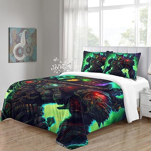 GEEYOU Cosmic Space Wolves Duvet Cover Quilt Cover Comforter Covers for Teens and Adults 3D Print with Pillow Cases Bedding Set with Zipper Closure Soft Microfiber 3 Pieces Queen(228x228cm)
