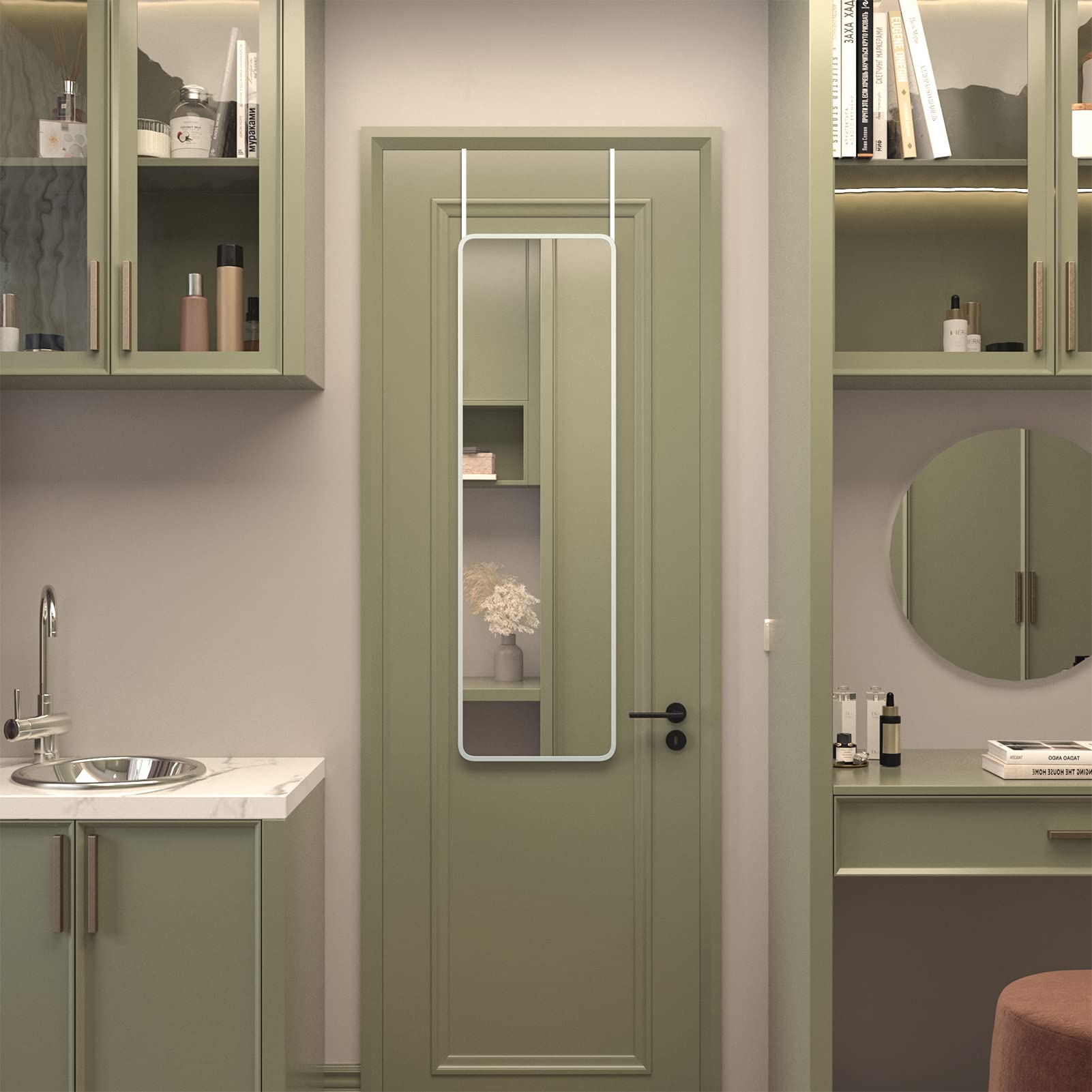 Giftgarden 14”x47” White Full Length Mirror Aluminum Frame, 47” Long Full-Mirror Tall Dressing Mirror, Wall Mounted or Hanging Over Door for Bedroom Bathroom Closet