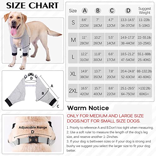 ROZKITCH Dog Surgery Recovery Sleeve for Front Legs, Pet Prevent Licking Wound Elbow Brace Protector, Dog Recovery Suit Cone Collar Alternative for Sprain ACL CCL Arthritis Grey 2XL