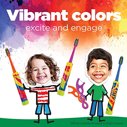 GUM Crayola Twistables Kids Flossers with Fluoride - Designed for Little Hands - Three Fun Fruit Flavors - Easy to Use Kids Floss Picks for Children Ages 3+, 75 ct