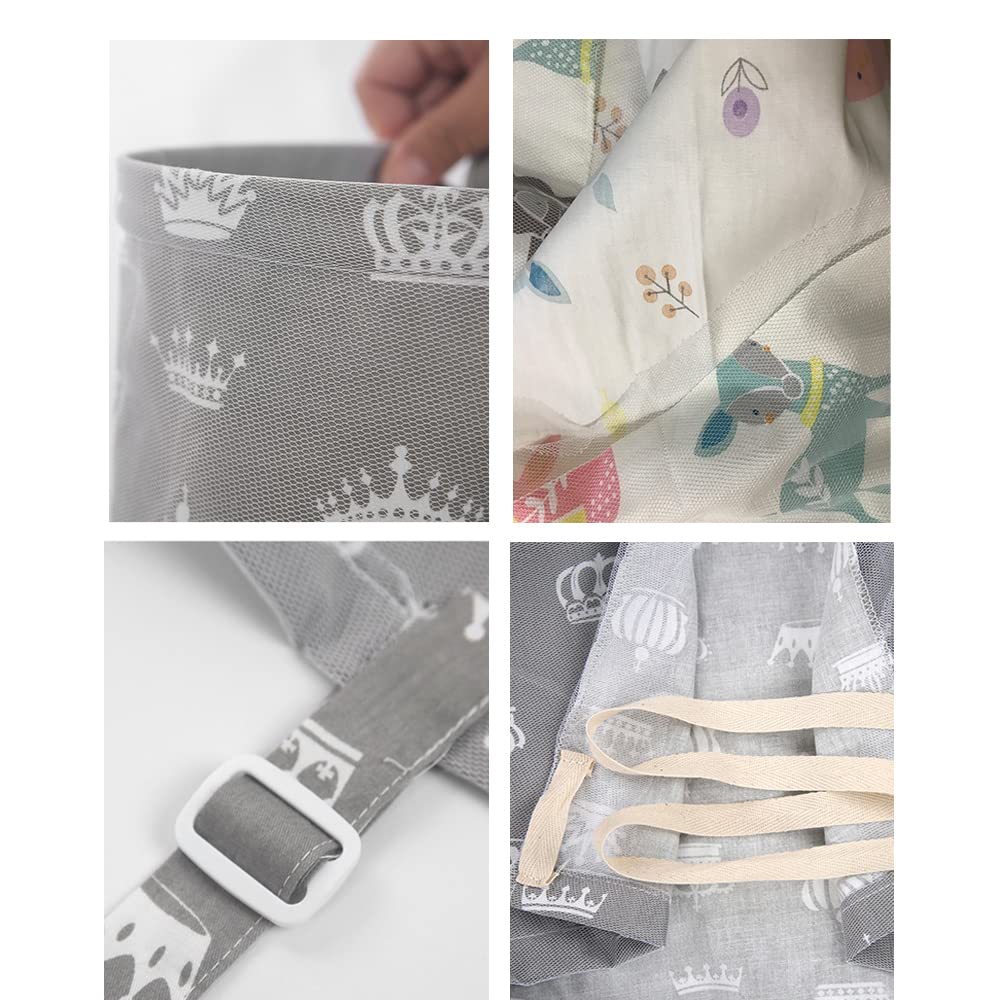 Nursing Covers for Breastfeeding, Cotton Breastfeeding Cover with Breathable Mesh, Multi Use Baby Nursing Cover Carseat Canopy Mosquito Net