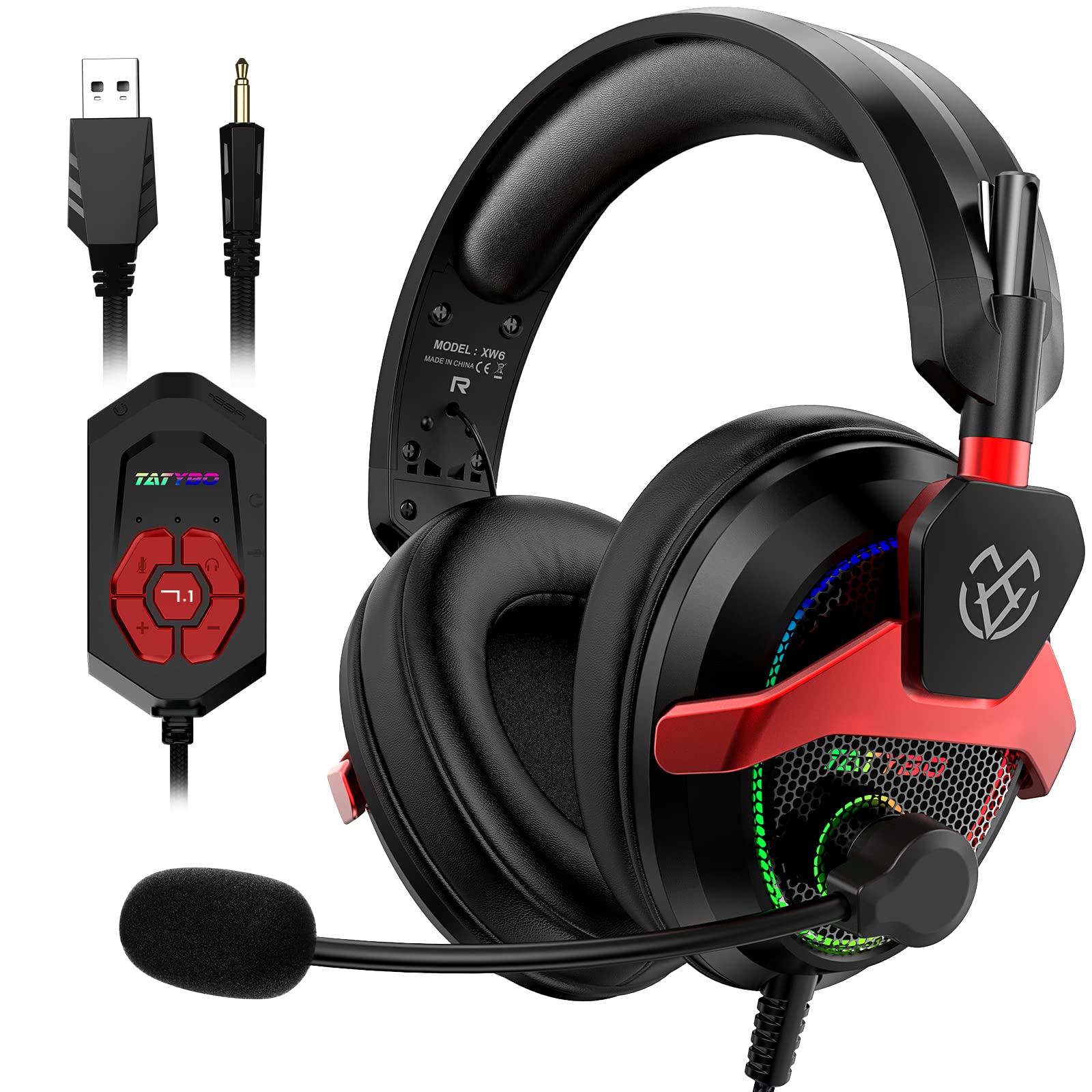 Gaming Headset for PS4 PS5 PC Xbox One, 7.1 Surround Sound PC Headset with Noise Cancelling Mic