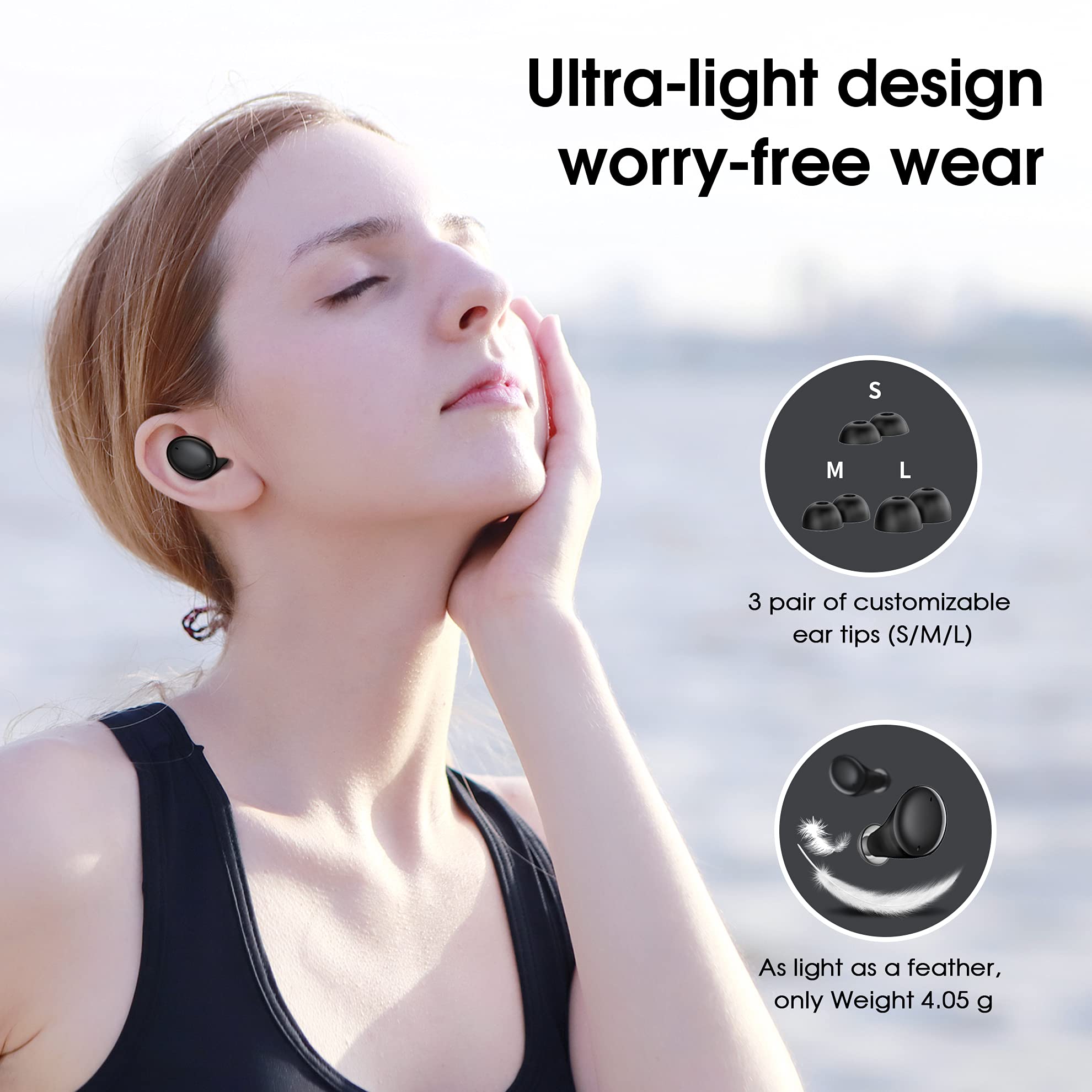 Losei D73 Wireless Earbuds with 4 Mics Clear Call & Wireless Charging Case, IPX7 Waterproof Bluetooth Headphones & 30Hrs Playtime Headset, in-Ear Stereo Mini Cordless Earphones for iPhone/Android