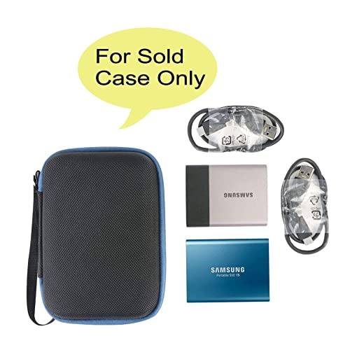 Hard Travel Case Replacement for Samsung T3 T5 Portable 250GB 500GB 1TB 2TB SSD USB 3.0 External Solid State Drives by co2CREA (Black Case + Inside Blue)