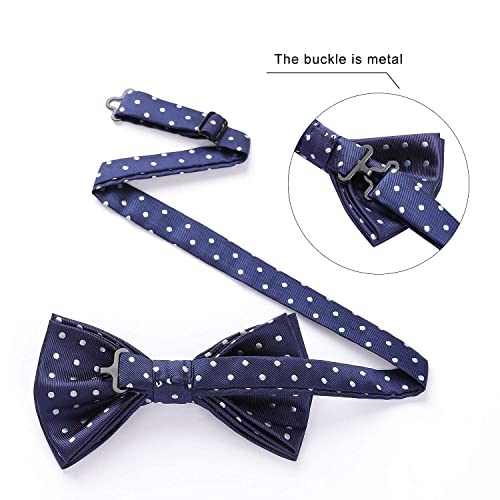 HISDERN Black White Plaid Bow Ties for Men Pre-Tied Bow Tie and Pocket Square Set Classic Formal Bowties for Wedding Party Adjustable
