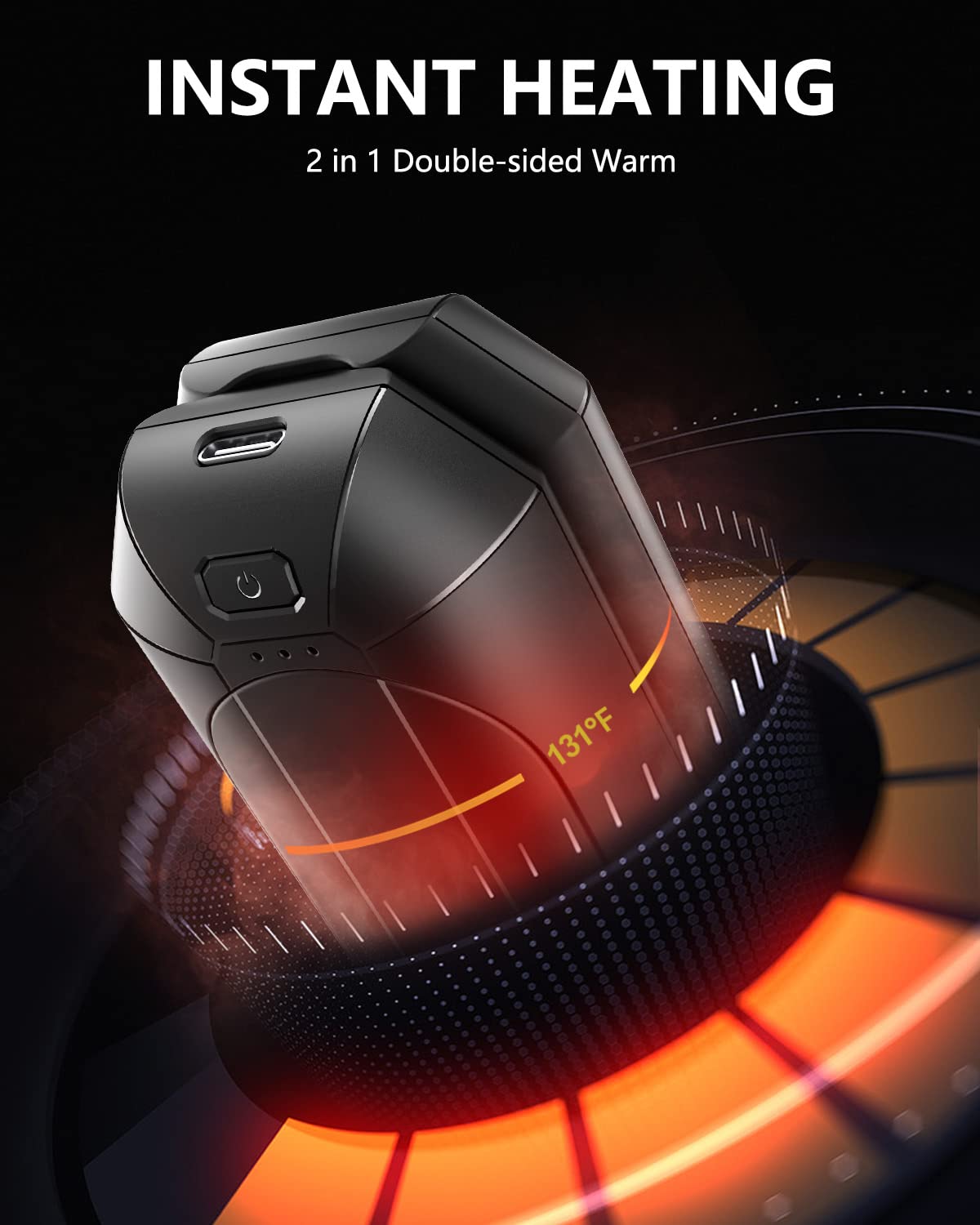 Hand Warmers Rechargeable, Dnaleao 2 Pack 4000mAh Electric Portable Pocket Heater, Heat Therapy Great for Outdoors, Hunting, Golf, Camping, Warm Gifts(Black)