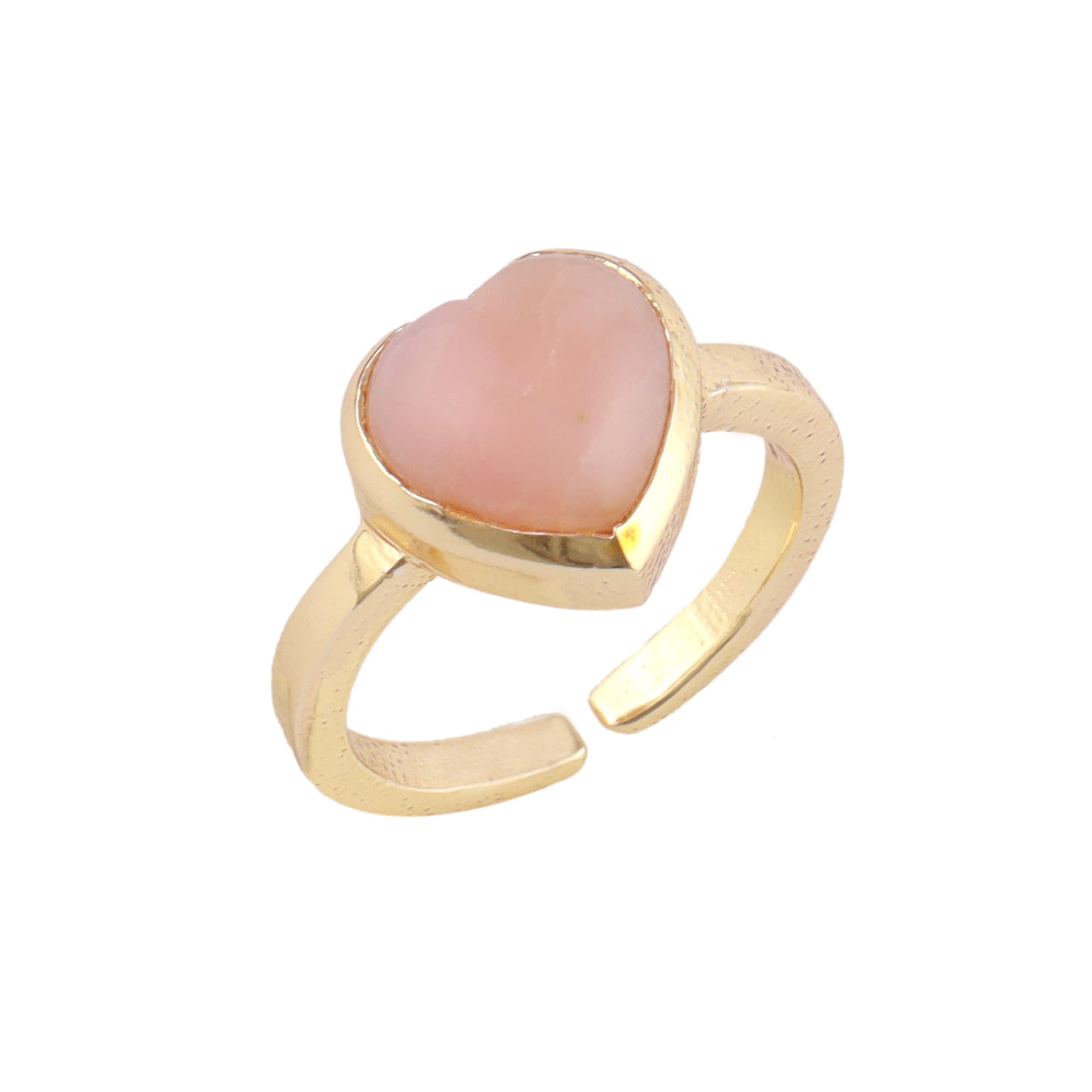 Guntaas Gems 10mm Heart Shape Pink Opal Brass Gold Plated Fashionable Ring For Woman Engagement Ring