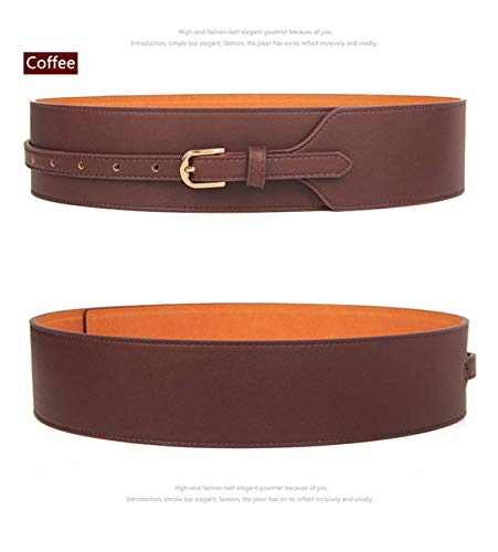 Toptim Women Wide Knotted Belt Design Leather Waistbands Simple Width Belt (Black & Brown, Suit For Waist 27-33.5")