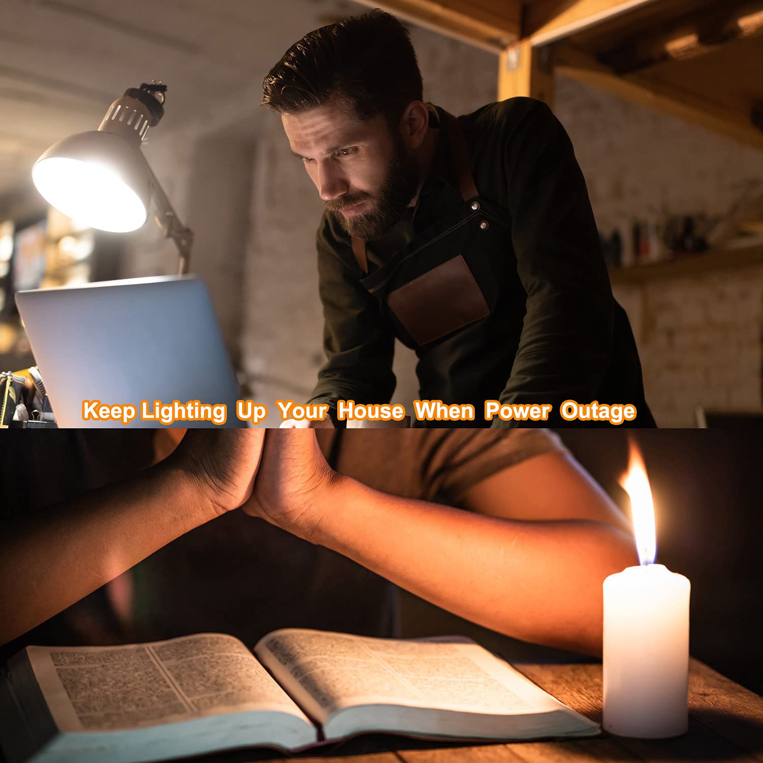 HOMIGO Emergency Rechargeable Light Bulb, 15W 120W Equivalent LED Bulbs, 6000K Emergency Light for Power Outage, 1200mAh Rechargeable LED Bulb E26 for Home Power Failure, Tent, Hurricane, 4-Pack