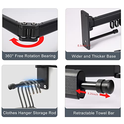 SUTINE Wall Mounted Clothes Drying Rack Folding Indoor, Collapsible Laundry Drying Rack Space-Saver, Heavy Duty Drying Rack Clothing with Hanger Storage Bar for Balcony, Bathroom, Bedroom