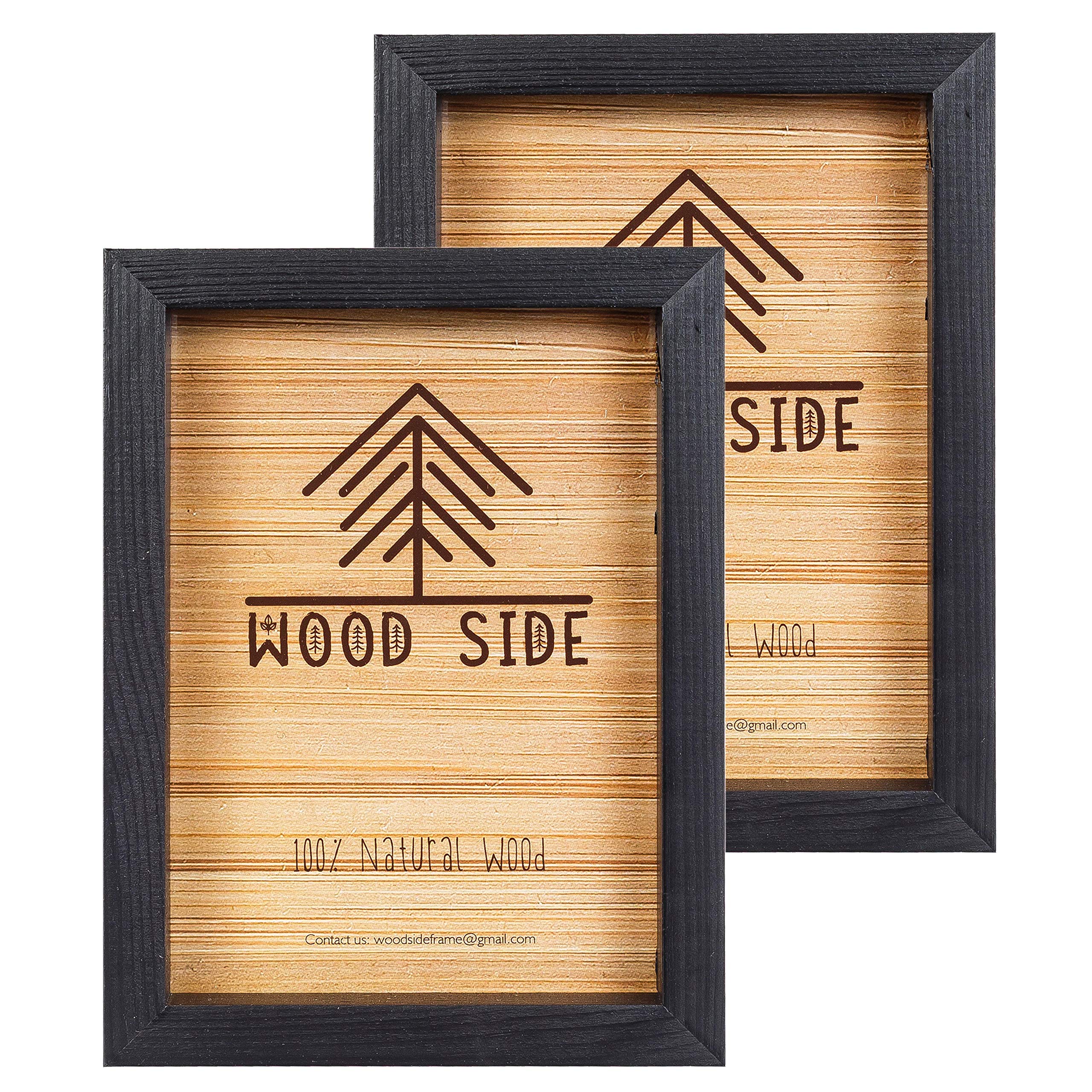 Green Wooden Picture Frames 8x10 Set of 2 - Natural Rustic Solid Wood Thick Borders, Wall Mount and Tabletop Display