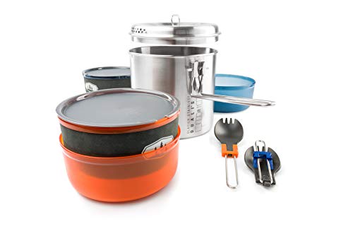 GSI Outdoors Glacier Stainless Dualist Backcountry Mess Kit I 2-Person Camping or Backpacking Cookware Set