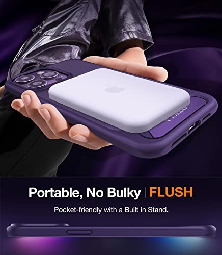 TORRAS Stronger Magnetic for iPhone 14 Pro Max Case with Stand, Compatible with MagSafe, Built in Hidden Kickstand, 10FT Mil-Grade Drop Protection for iPhone 14 Pro Max Case, Translucent Matte Purple