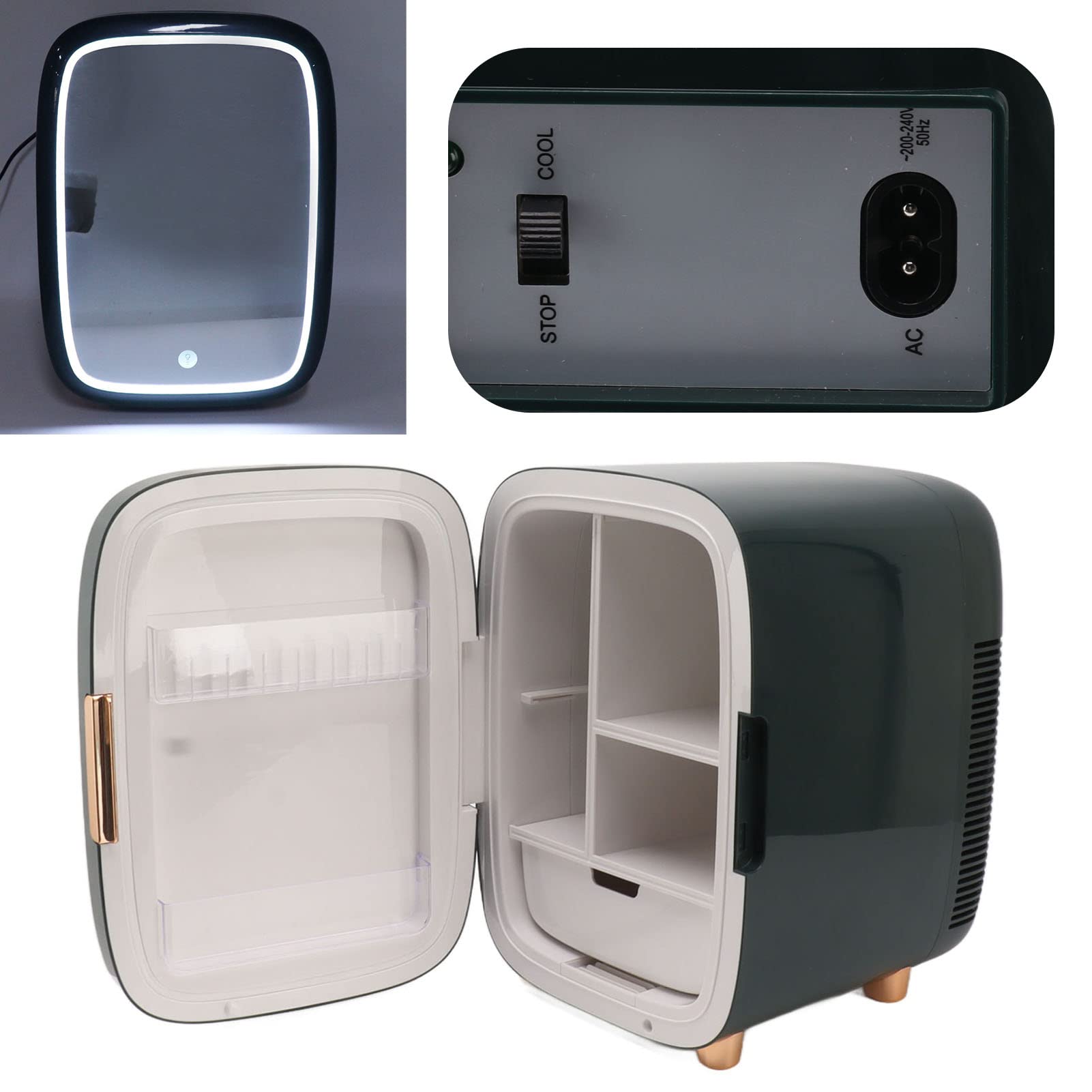 GOWENIC 12L Mini Fridge, Mirrored Beauty Fridge with LED Lighting, Portable Thermoelectric Cooler and Warmer Refrigerators, Personal Refrigerator for Skin Care, Cosmetics, Beverage (US)