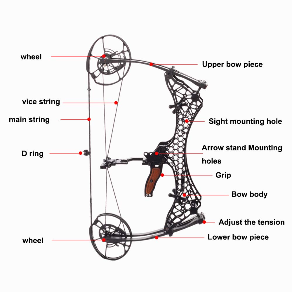 GOFEI Hunting Compound Bow, Archery Dual Purpose Composite Pulley Bow Outdoor Steel Ball Bow for Adult Archer Training
