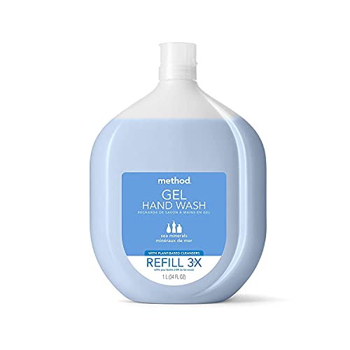 Introducing Amazon Smart Soap Dispenser, automatic 12-oz dispenser with 20-second timer bundle with Method Gel Hand Soap, Refill, Sea Minerals, 34 Ounce, 1 pack