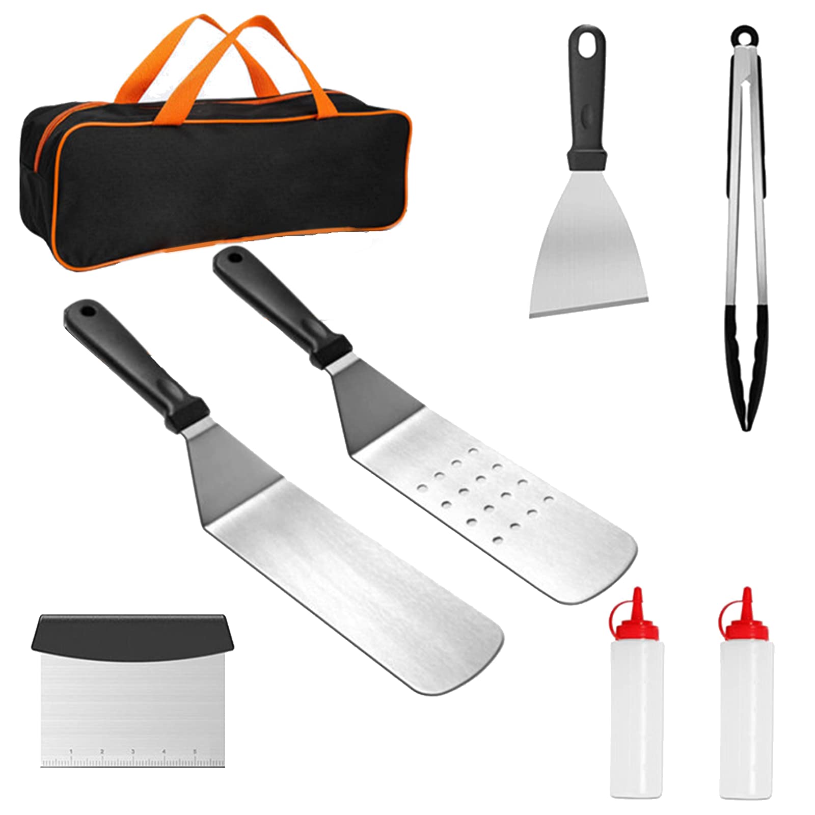 HKARIM Griddle Accessories Kit, Flat Top Grill Tools Set for Blackstone and Camping Cooking Chef, Outdoor BBQ Grill Accessories (8 Pcs)