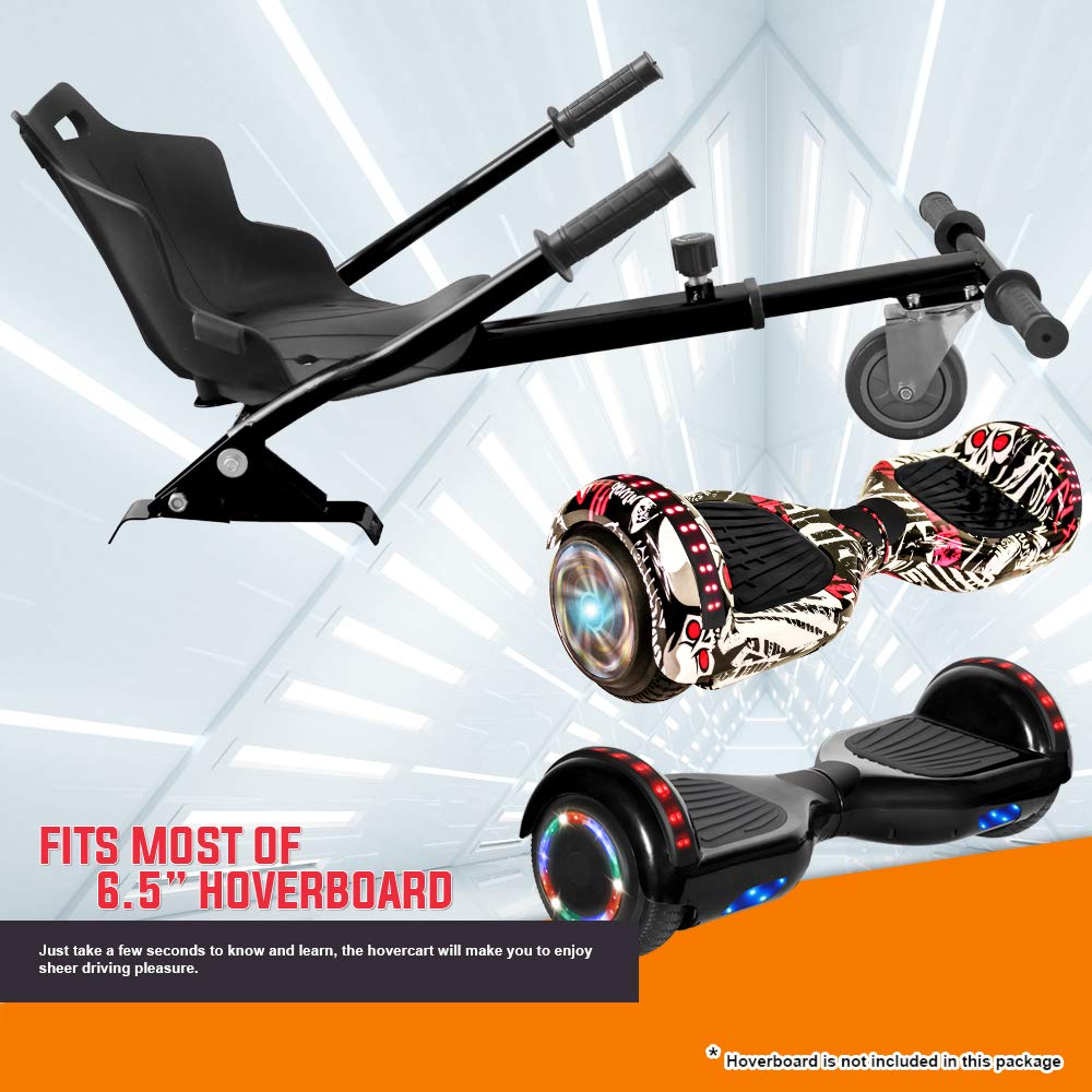 Hovercart Universal Hover Board Go Kart with Adjustable Length Compatible with Most Hoverboard Self Balancing Scooters for Kids and Adults (Black)