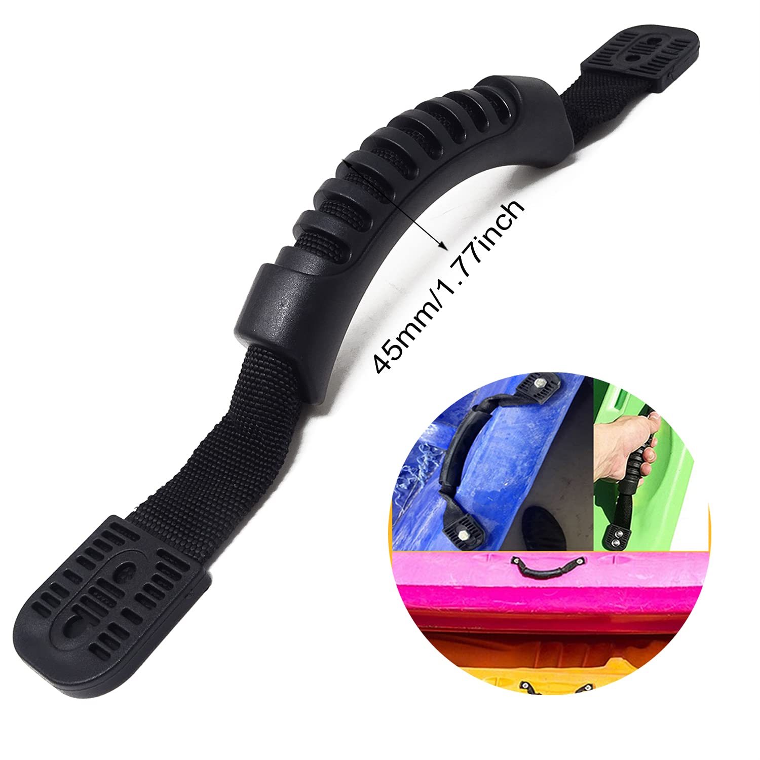 HONBAY 2PCS Kayak Carry Handles Universal Carry Grab Handle Canoe Boat Side Mount Carry Handles with Single Hole Round Base for Ocean Perception Water Outdoor Sport (11")