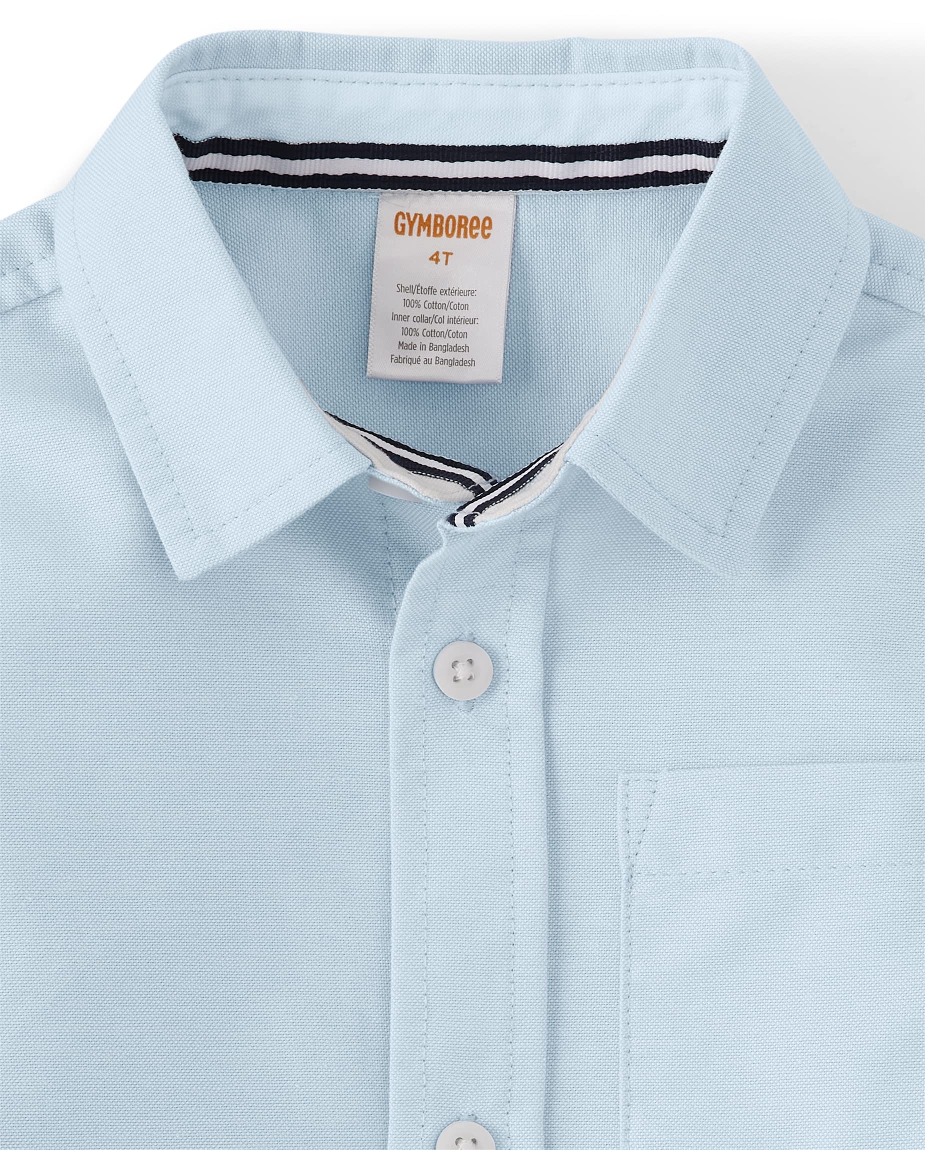 Gymboree Boys and Toddler Short Sleeve Button Up Dress Shirt, Cloudless, 4T