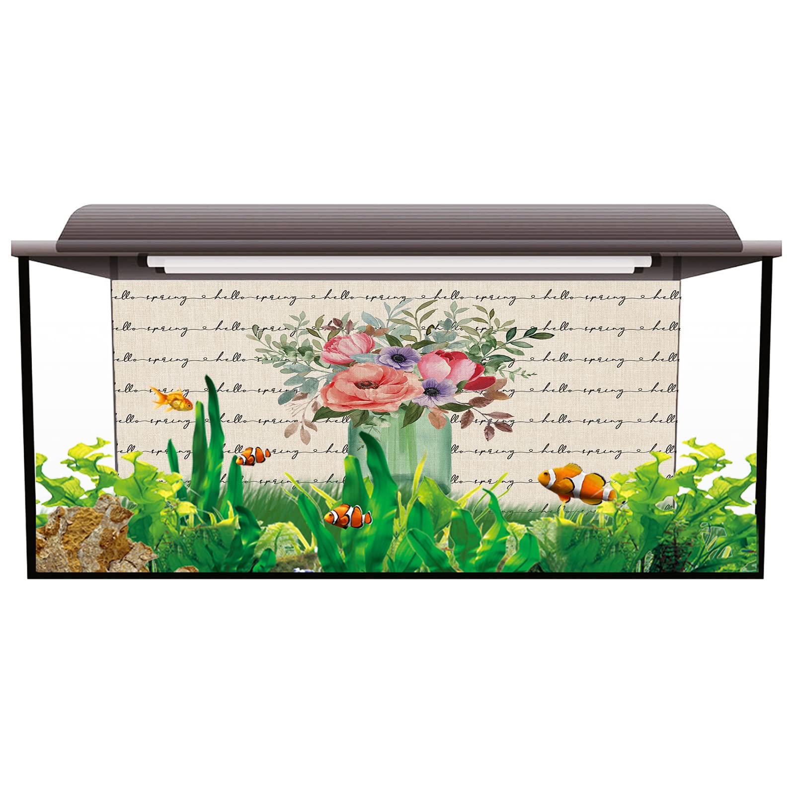 Glass Bottle Fish Tank Stickers PVC Aquarium Background Easy Use Fish Backdrop Aquarium for Fish Tank Decoration 18.4x48.8 inch Flower Hello Spring Line Texture